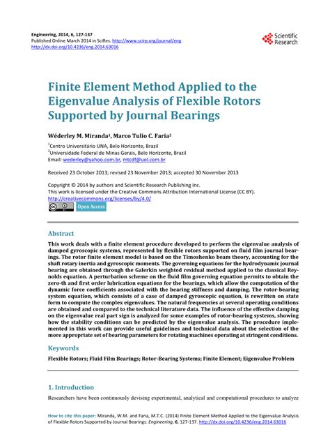 pdf finite element method applied to the eigenvalue analysis of