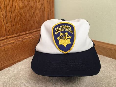 Vintage California Highway Patrol Chp Patch Dark Blue And White Trucker