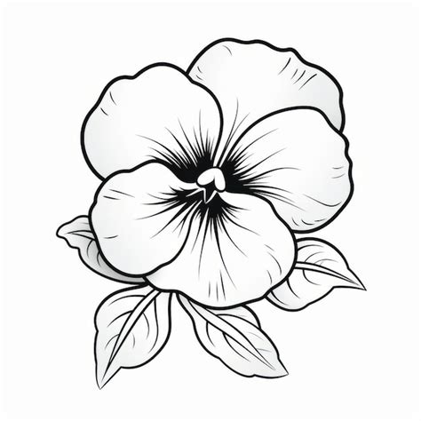Premium Ai Image Simple Line Work Black And White Pansy Drawing For