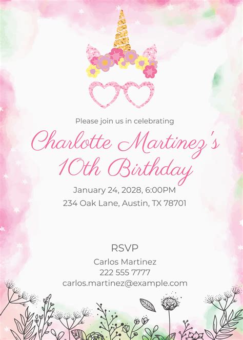 Free Girl Birthday Invitation Templates Editable And Printable