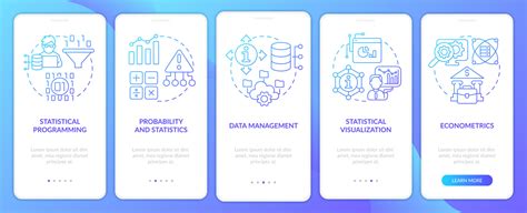Data Analyst Skills Blue Gradient Onboarding Mobile App Screen Profession Walkthrough 5 Steps