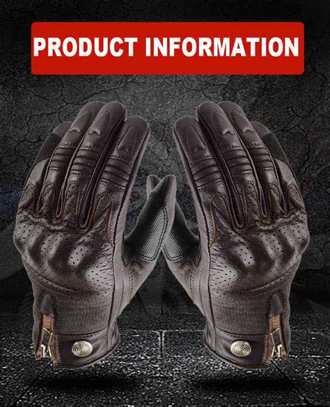 211124 80s Retro Leather Motorcycle Riding Gloves Full Finger Motocross