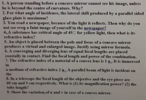 1 A Person Standing Before A Concave Mirror Cannot See His Image Unless