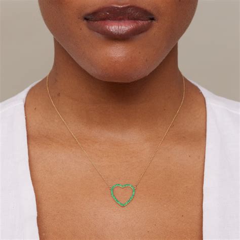 Large Emerald Open Heart Necklace For Women Jennifer Meyer