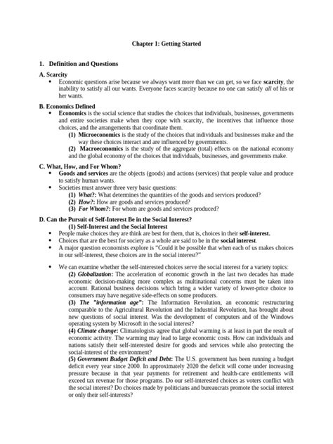 Chapter 1 Lecture Notes Pdf Economics Opportunity Cost