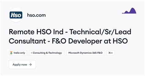 Hso Hiring Hso Ind Technicalsrlead Consultant Fando Developer • Remote Work From Home