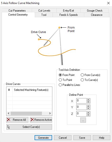 Mill Module Creating 5 Axis Operations 5 Axis Drive Curve Control Geometry