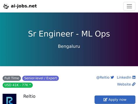 Hiring Sr Engineer Ml Ops In Bengaluru Raimljobs