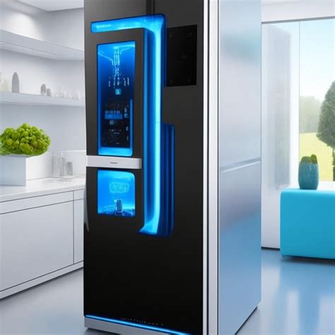 Un Refrigerador Inteligente Futurista Con Pantallas Táctiles Interactivas Que Muestran Sus