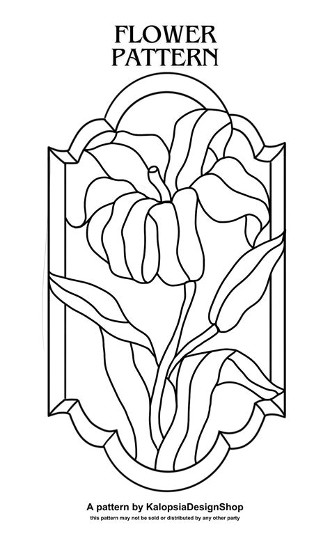 Flower Stained Glass Pattern Download Etsy