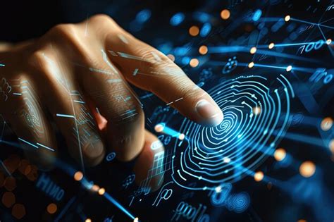 A Finger Touching A Fingerprint On A Computer Screen Premium Ai Generated Image