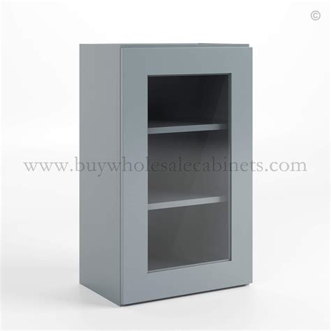 Gray Shaker 36 H Single Door Wall Cabinet With Glass Door