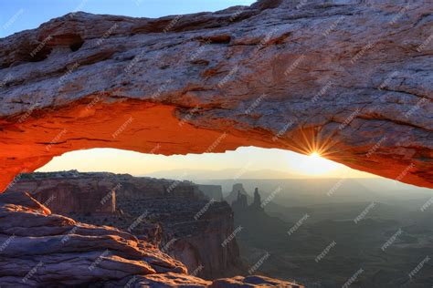Premium Photo Famous Mesa Arch At Sunrise Near Moab City Utah Usa