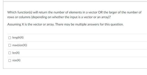 Solved Which Function S Will Return The Number Of Elements Chegg