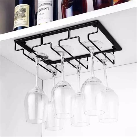 Wine Glass Holder Under Cabinet Screw Mounted With 2 Corkscrew Bottle
