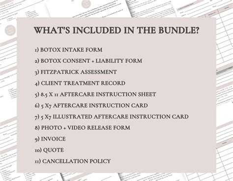 Botox Injection Document Bundle Botox Client Form Editable Botox Form Botox Form Template