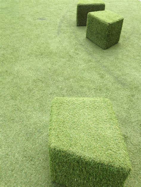 Three Square Shaped Grass Seats
