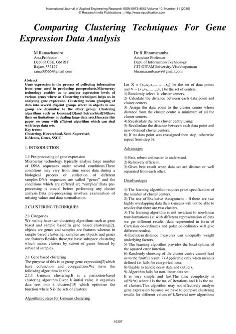 pdf comparing clustering techniques for gene expression data analysis