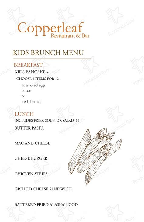 Menu At Copperleaf Restaurant And Bar Seatac