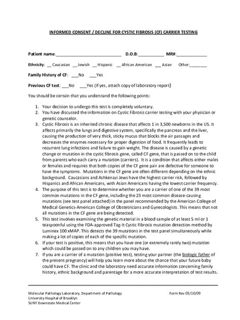 Fillable Online Cf Consent Form Final Ver 031009b Fax Email Print Pdffiller