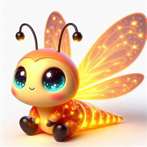 Cute Bright Firefly With A Glowing Tail 3d Premium Ai Generated Image