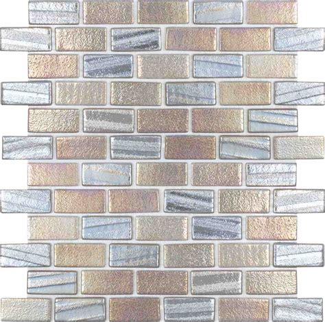 Recycled Brick Iridescent Glass Tile Grey 1x2