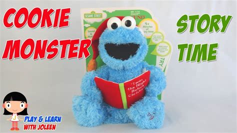Sesame Sreet Cookie Monster Wearing Santa Hat Reading Christmas Story