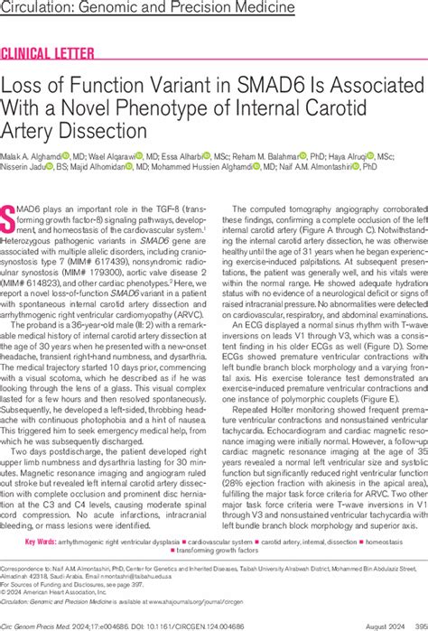 Loss Of Function Variant In Smad6 Is Associated With A Novel Phenotype