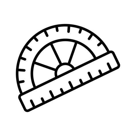 Geometry Measurement And Math Class Outline Icon Of Protractor
