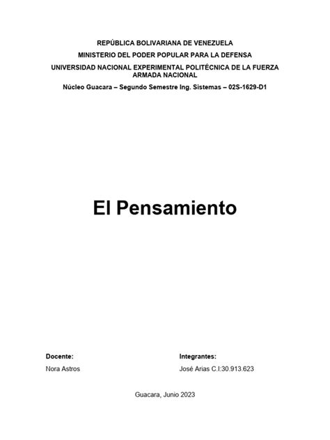 Ensayo Sobre El Pensamiento Pdf Pensamiento Mente
