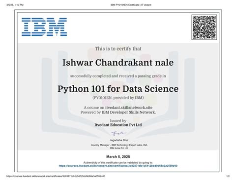 Just Earned My Ibm Python 101 For Data Science Certification Leveling