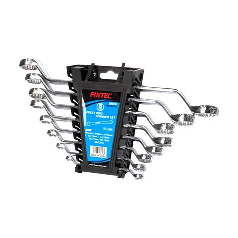 Fixtec Offset Double Ring Ended Spanner Set 8pcs Crv Double Offset Ring Spanner Set Spanner