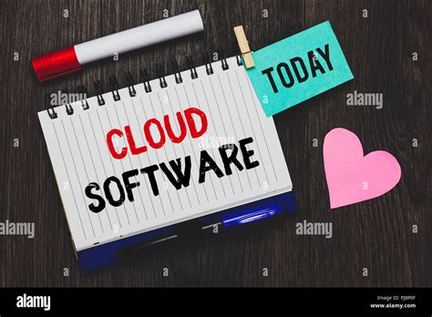 Writing Note Showing Cloud Software Business Photo Showcasing Programs Used In Storing