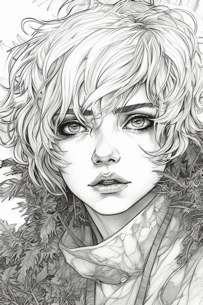 Um Desenho De Uma Menina Com Olhos Azuis Foto Premium