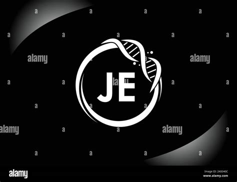 Letter Je Monogram Alphabet In A Circle With Dna Genetics Logo Design