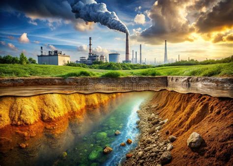 Chemical Groundwater And Radioactive Pollution Concept With Tiny