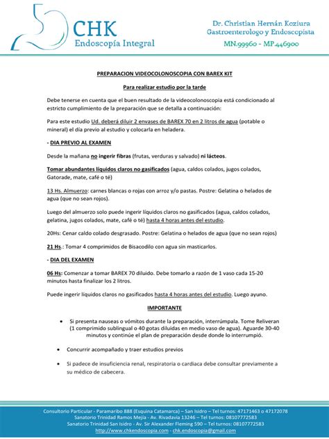 Preparación Para Videocolonoscopia Barex Pdf Drogas