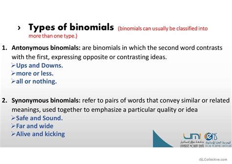 Binomials Or Binomial Pairs In Spoke English Esl Powerpoints