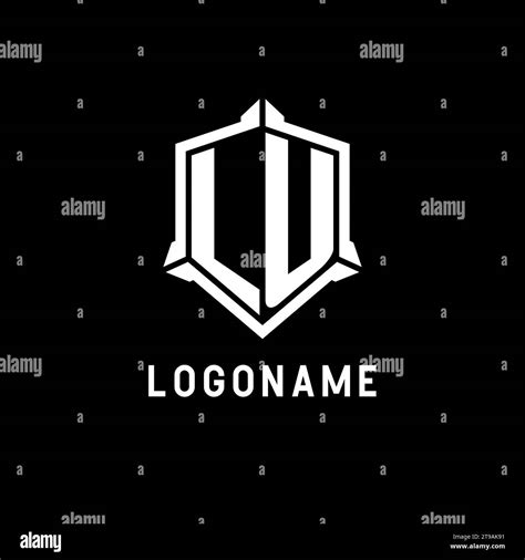 Lu Logo Initial With Shield Shape Design Style Vector Graphic Stock