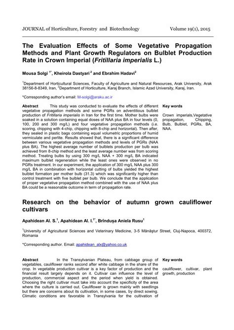 Pdf The Evaluation Effects Of Some Vegetative Propagation
