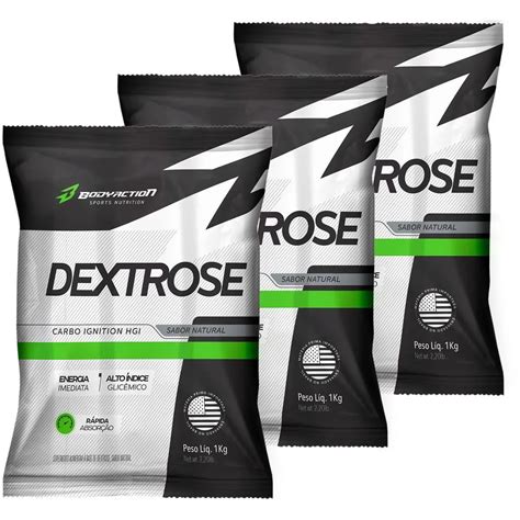 Kit 3x Dextrox Dextrose 1 Kg Natural Bodyaction 1468574 Drogasil