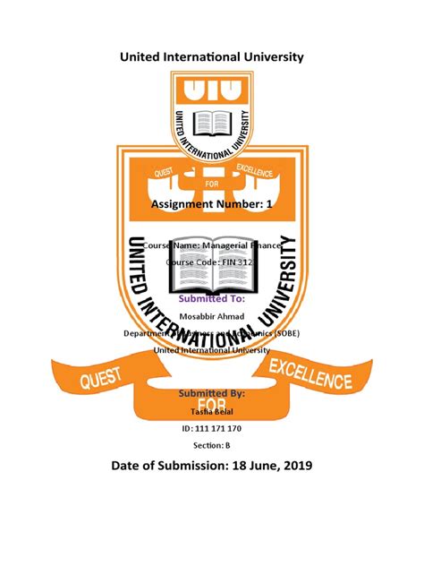 United International University Assignment Number 1 Pdf