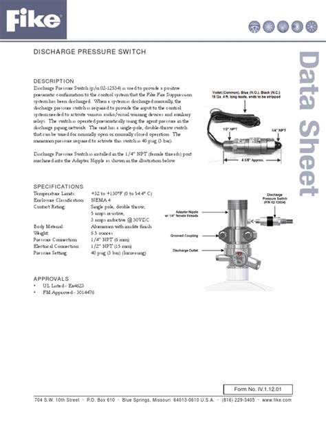 Fike 02 12534 Interruptor Presión Descarga Pdf