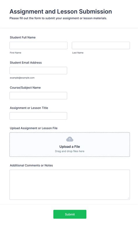 Assignment And Lesson Submission Form Template Jotform