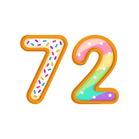Premium Vector 72 Number Sweet Glazed Doughnut Vector Illustration