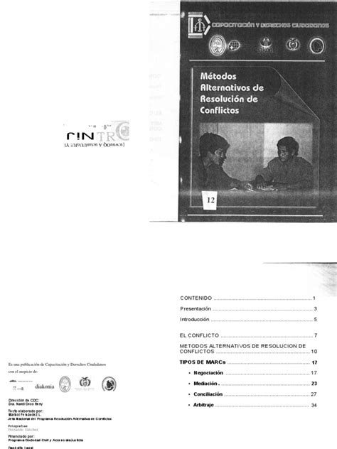 Conflictos Resolucion Metodos Manejo Alternativo De Resolución De