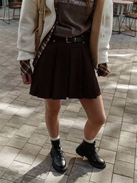Mini Pleated Skirt With Eco Leather Belt Lichi Online Fashion Store