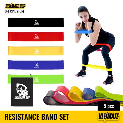 5 Piece Fitness Resistance Loop Band Set 5 Levels Resistance Loop