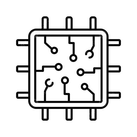 Chip Linear Icon Processor Central Sd Card Line Png And Vector With