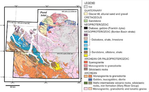 Simplified Compilation Of The Three New 1 100 000 Scale Bedrock Geology Download Scientific